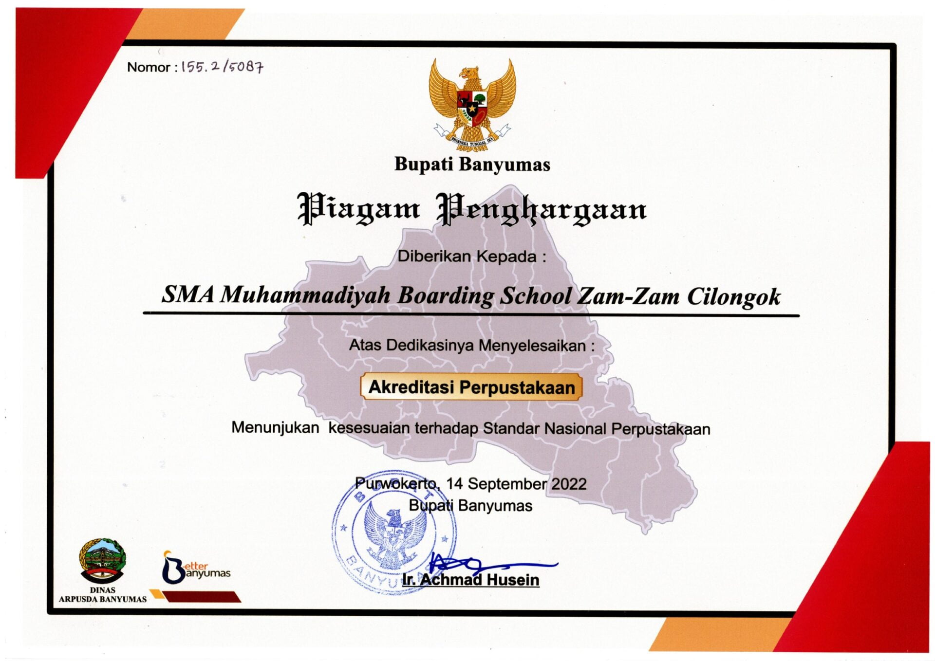 PERPUSTAKAAN ZAM-ZAM TERIMA PIAGAM PENGHARGAAN BUPATI PONPES ZAM ZAM ...